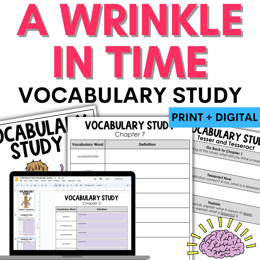 A Wrinkle in Time Vocabulary Study Activities - Word Study - Print ...