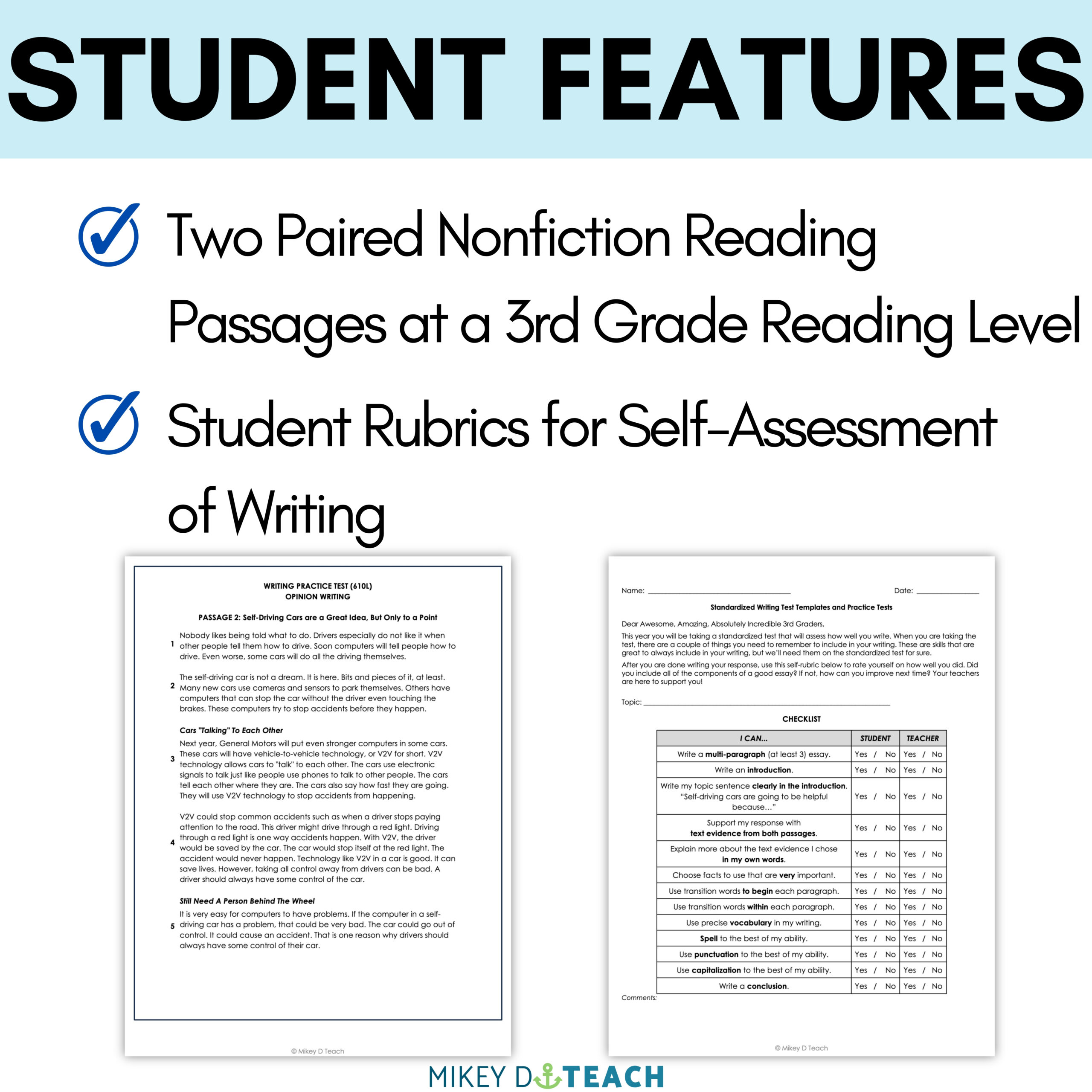 ELA Test Prep Packet - Grade 3 Opinion Writing - Persuasive Writing ...