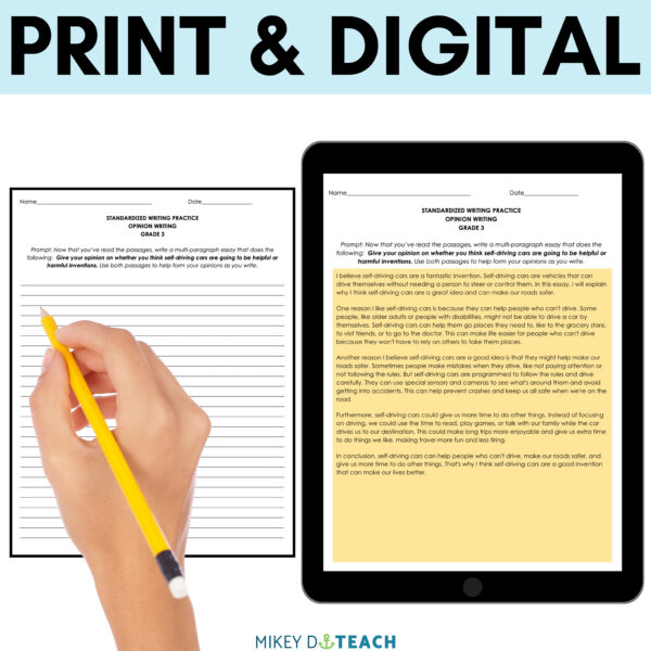 ELA Test Prep Packet - Grade 3 Opinion Writing - Persuasive Writing ...