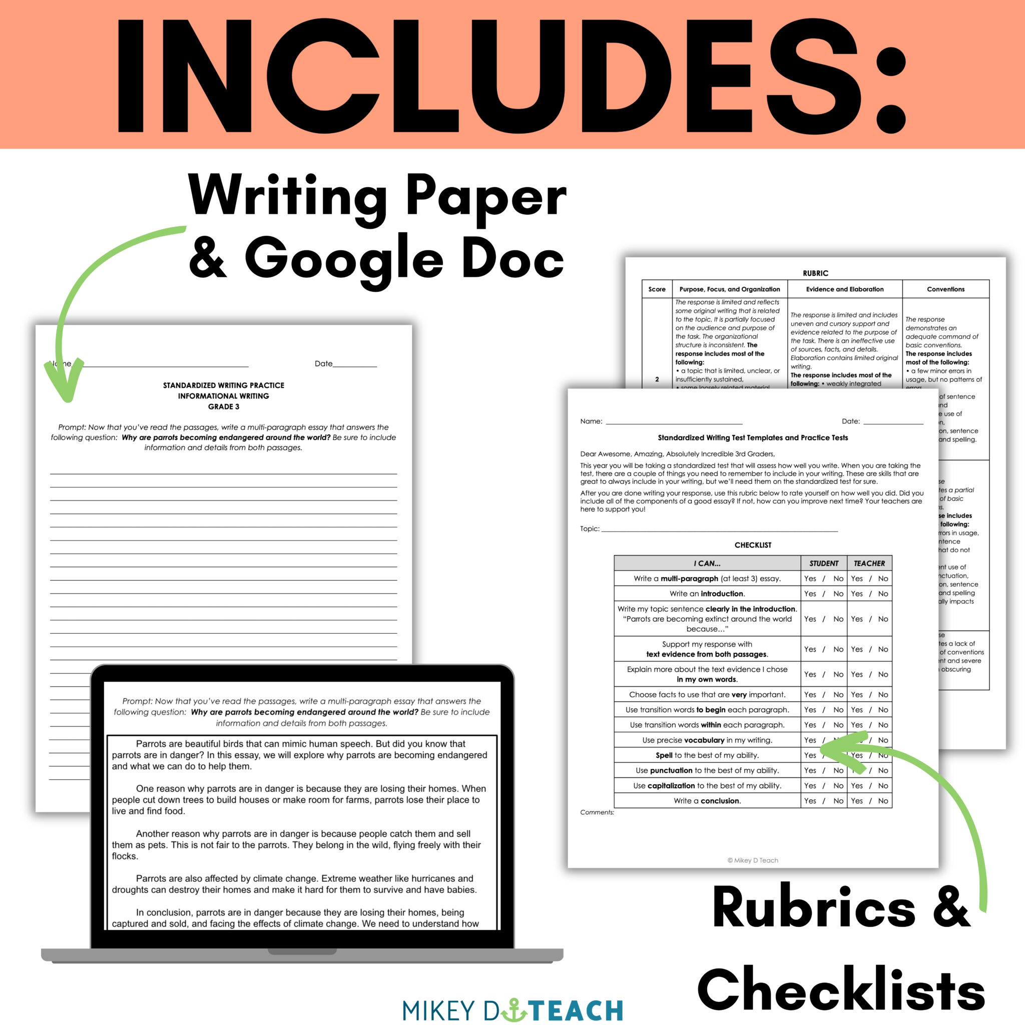 3rd Grade Informational & Opinion Essay Writing - Grade 3 Writing Test ...