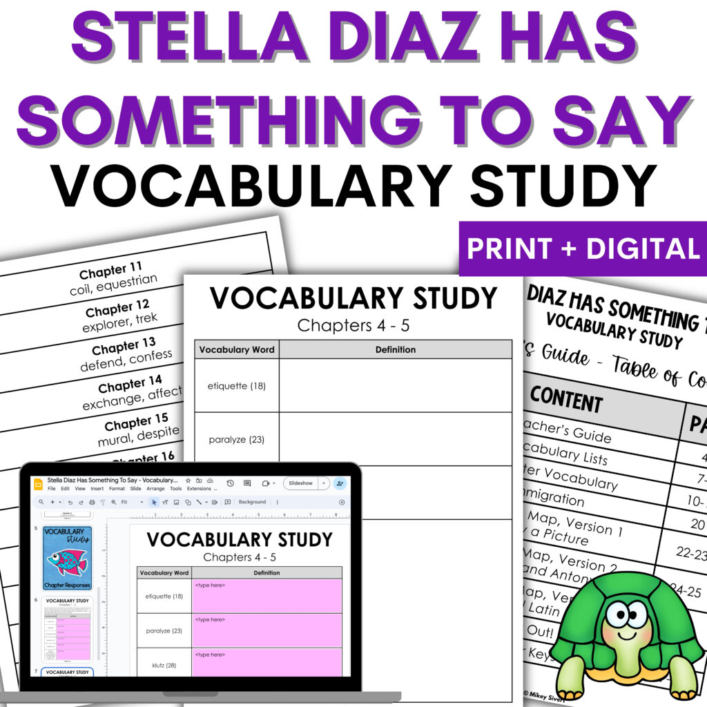 Stella Diaz Has Something To Say Vocabulary Study - Word Study - PRINT ...