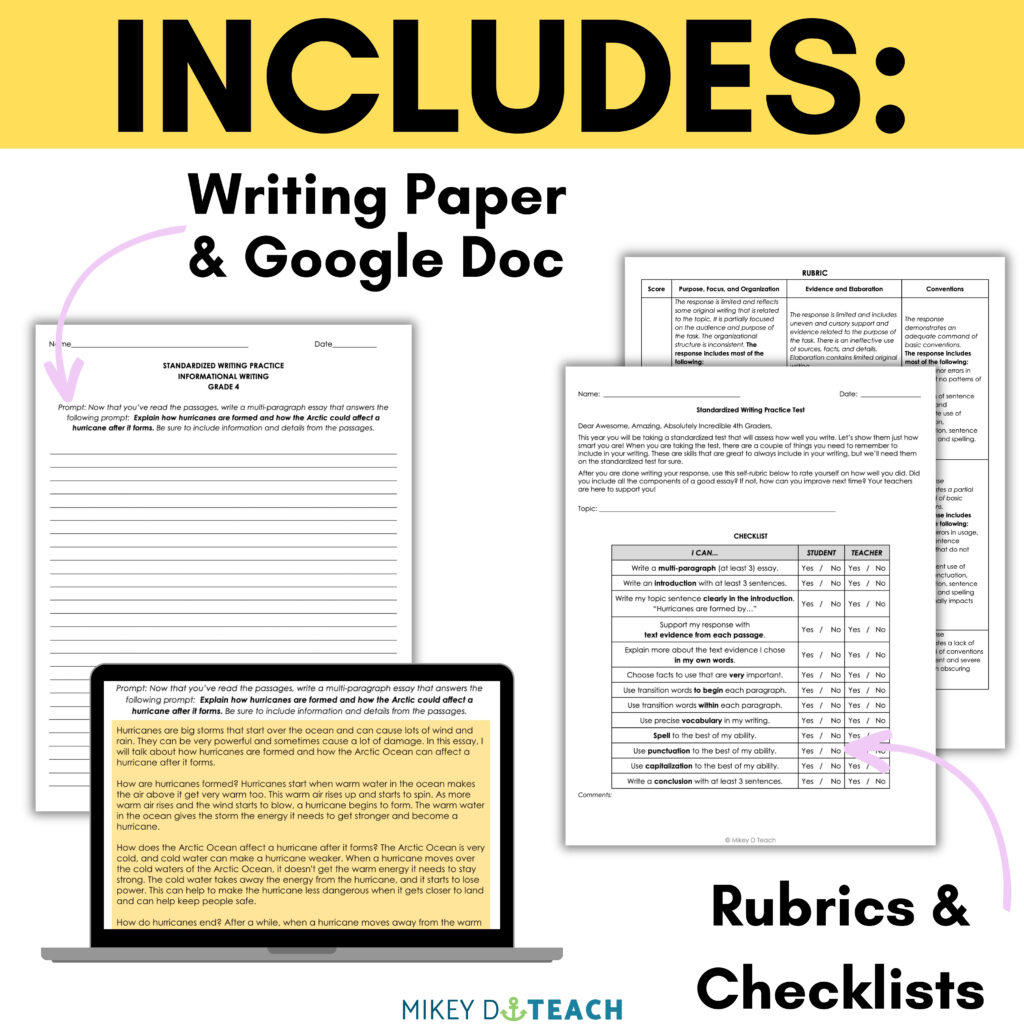 4th Grade Informational & Opinion Essay Writing - Grade 4 Writing Test ...