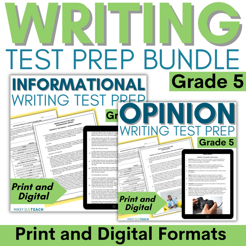 5th Grade Informational & Opinion Essay Writing - Grade 5 Writing Test ...