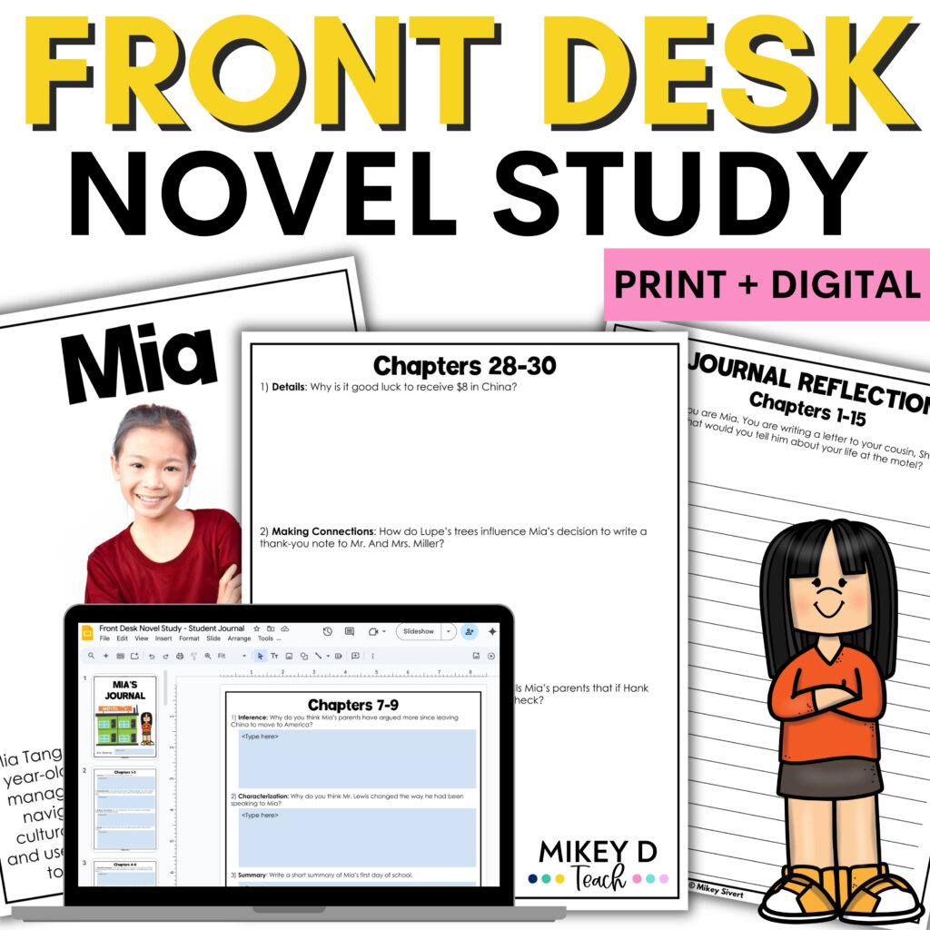 Front Desk Novel Study & Activities - Fiction Comprehension - Print ...
