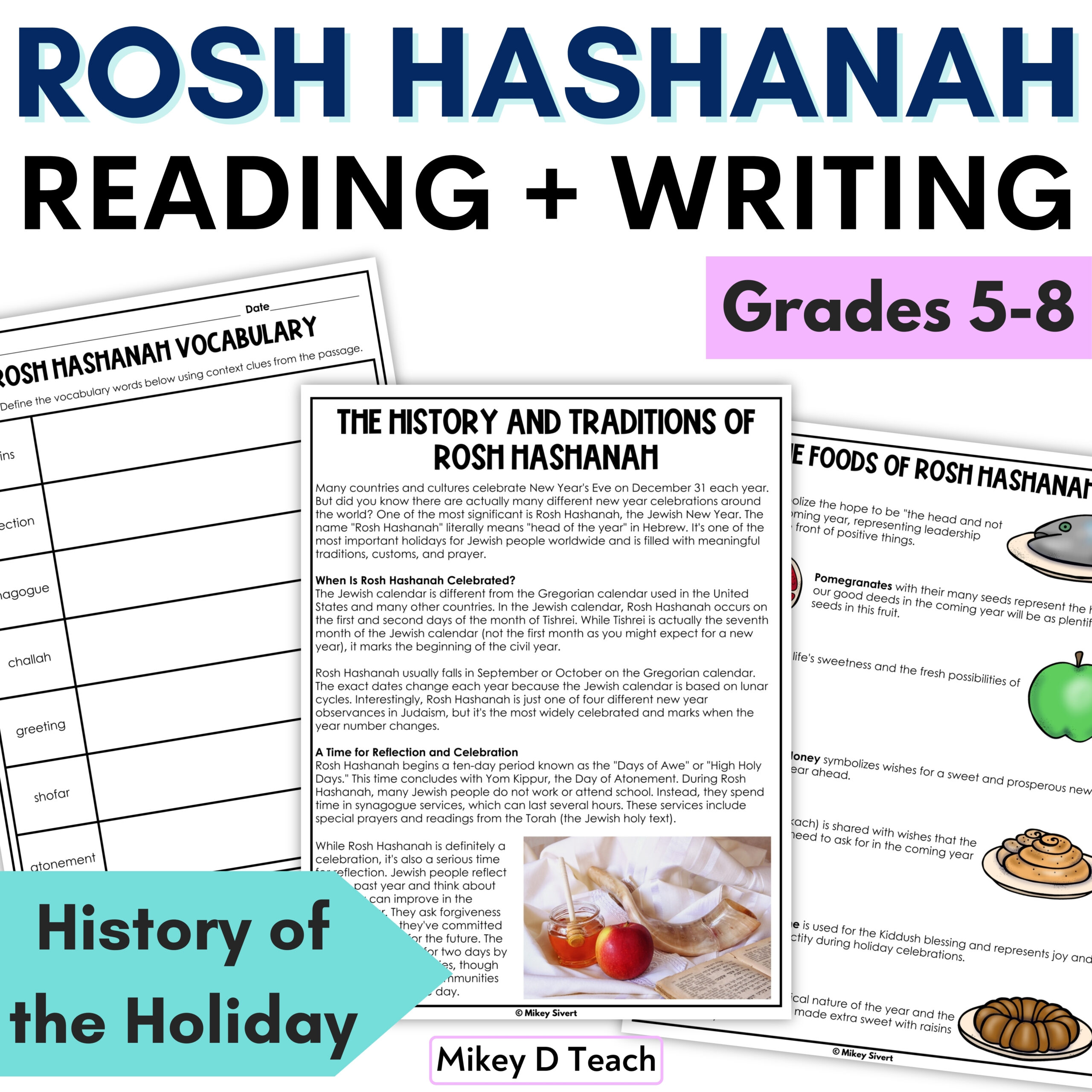 Rosh Hashanah Reading and Writing Activities - Vocabulary Practice ...